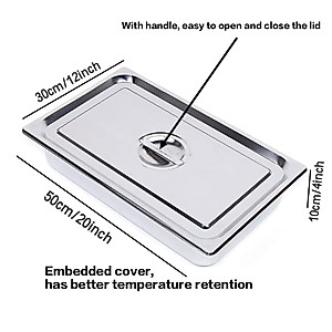 4 Pcs Stainless Steel Steam Table Pan with Lid, Full Size 4-Inch Deep Food Pan Tray Hotel Pans with Covers, Buffet Servers Pans Food Warmer Catering Steamer Pan Hot Water Pan Restaurant Commercial