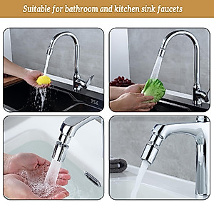 SNUTUYA Swivel faucet aerator（Heavy ）, Dual-function 2-Flow Sprayer Faucet Head, 360° large Angle Swivel kitchen sink aerator,kitchen 55/64 inch female thread faucet extender, Sink Aerator Chrome