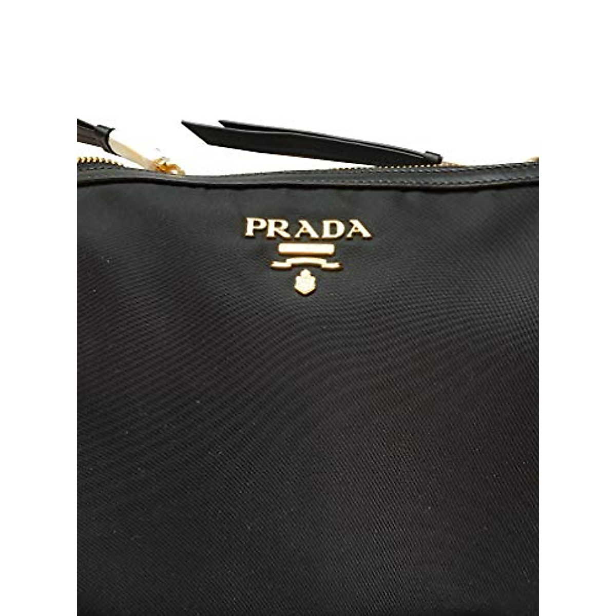 Prada Bandoliera Tessuto Nylon Soft Calf Trim Black Crossbody Bag 1BH046