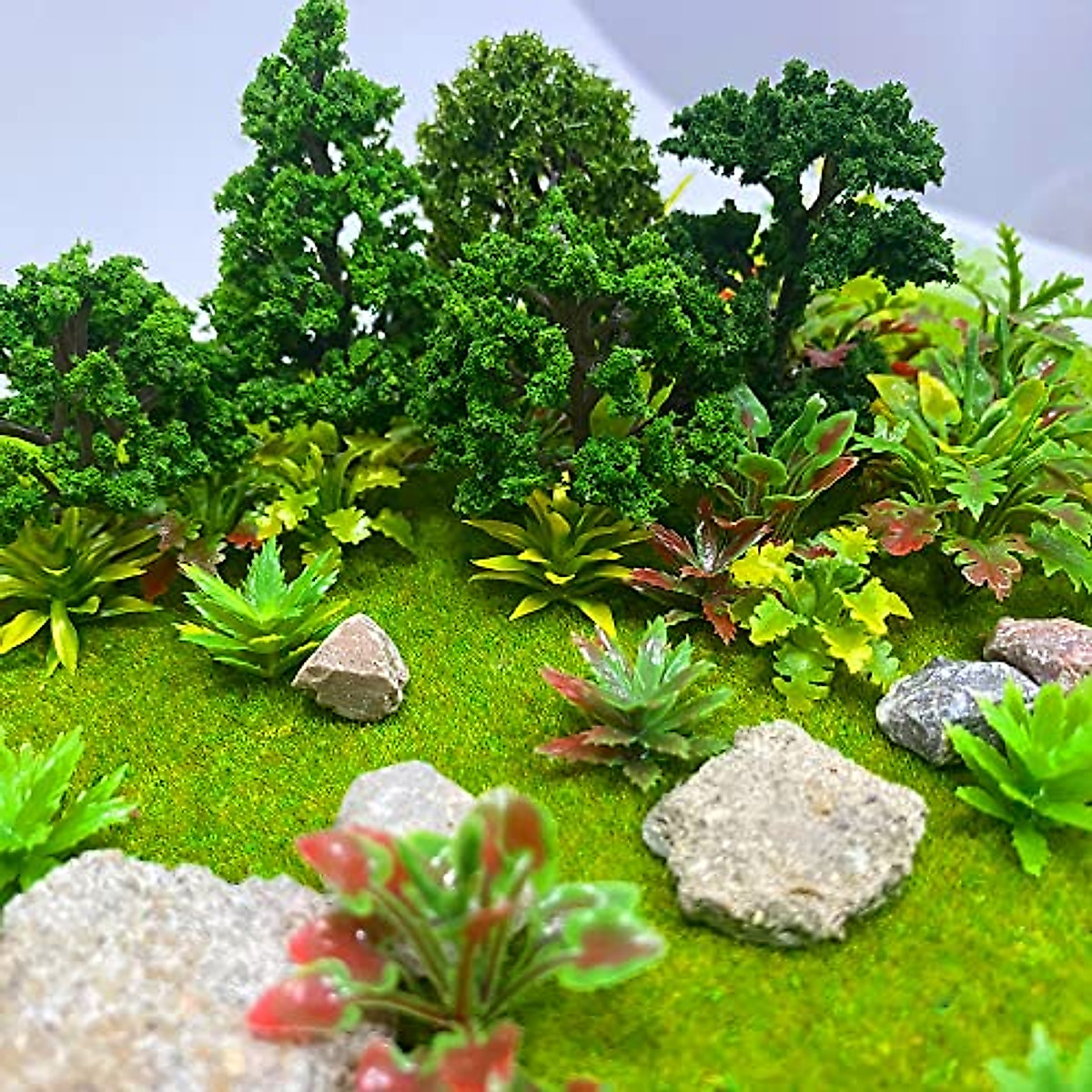 88pcs Model Trees Mixed Miniature Plants Model Train Scenery Architecture Trees Fairy Garden Trees Wargame Trees Model for Diorama DIY Craft Scenery Landscape Natural Green