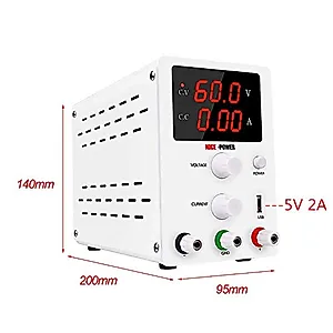 NICE-POWER DC Power Supply Adjustable Variable 3Digital LED Display Adjustable Regulated Switching Lab Bench Power Supply Digital (60V 5A)