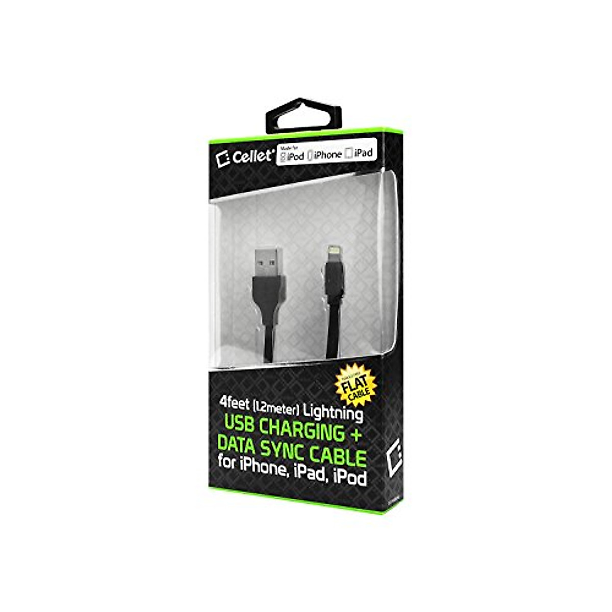 iIPhone Charging Cable, iPad Charger Cord, Lightning to USB-A Cable Compatible for Apple iPhones, iPads, iPods (MFI Certified) - 4 feet by Cellet