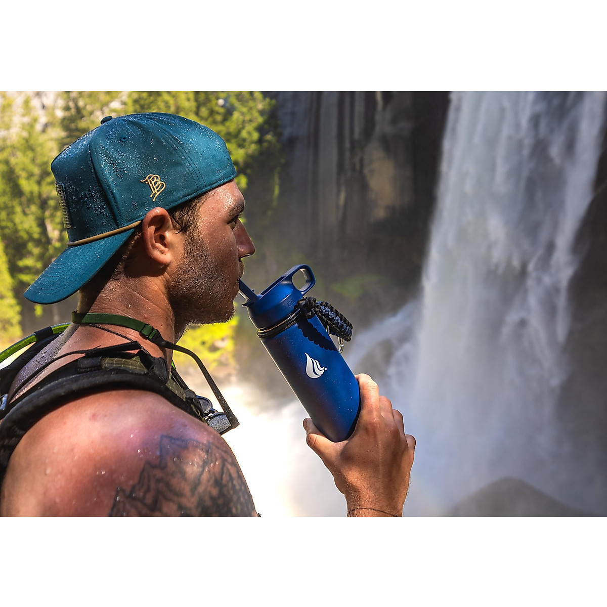 HYDRO CELL Stainless Steel Insulated Water Bottle with Straw - For Cold & Hot Drinks - Metal Vacuum Flask with Screw Cap and Modern Leakproof Sport Thermos for Kids & Adults (Navy 24oz)