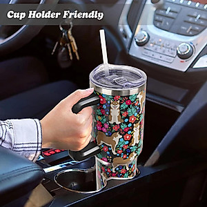 puhnhsv 40 oz Shiba Inu Tumbler with Handle, Insulated Stainless Dog Tumbler Coffee Travel Mugs Cup Water Bottle Shiba Inu Lovers Gifts for Women Girls