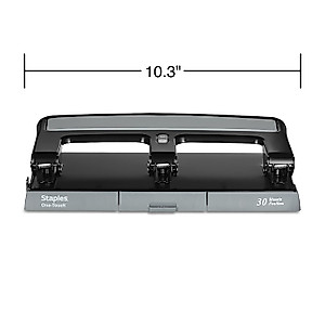 Staples 884279 One-Touch 26614 Heavy-Duty 3-Hole Punch 30-Sheet Capacity Black
