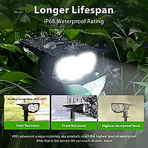 SubJingle Solar Outdoor Spotlights IP68 Waterproof, Auto ON/Off Solar Landscape Spotlights 2-in-1 Wireless Solar Landscape Lights for Yard Garden Flag Pool Patio Driveway Walkway 6 Pack Cold White