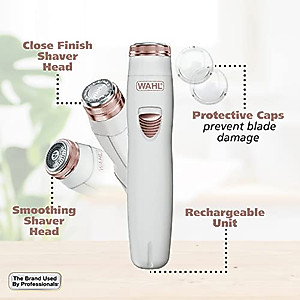 Wahl Clean & Smooth Ladies Rechargeable Facial Hair & Peach Fuzz Electric Shaver for Women – Compact Size for Travel - Model 9865-2801V