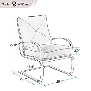Sophia & William Patio Dining Chairs Set of 4 Outdoor Metal C Spring Motion Chairs Patio Chairs Set with Cushions for Deck Lawn Garden Pool Backyard, Red