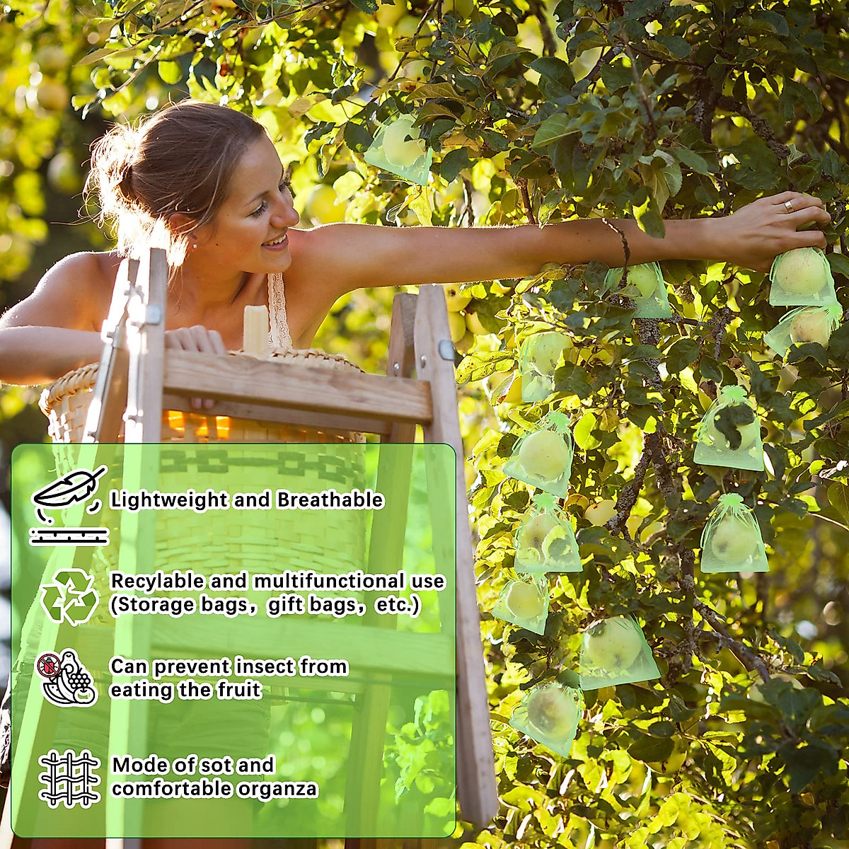 200 Pcs Fruit Protection Bags Fruit Netting Bags with Drawstring Fruit Bags for Fruit Fruit Protect Bags Vegetable Fruit Net Fruit Cover Mesh Bag for Protecting Fruits(Fruit Green,6 x 8 Inch)