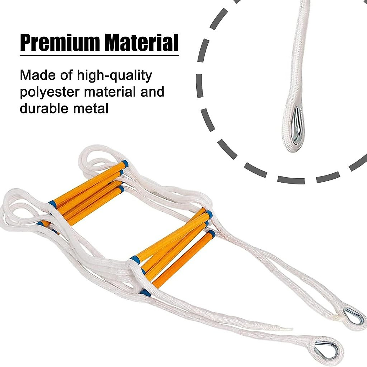 RIEJIN Fire Escape Ladder for Home Fire Emergency Ladders Safety Survival Ladders Rope Ladder Emergency Fire Must Haves House, Fast to Deploy Sturdy(147FT/45M)