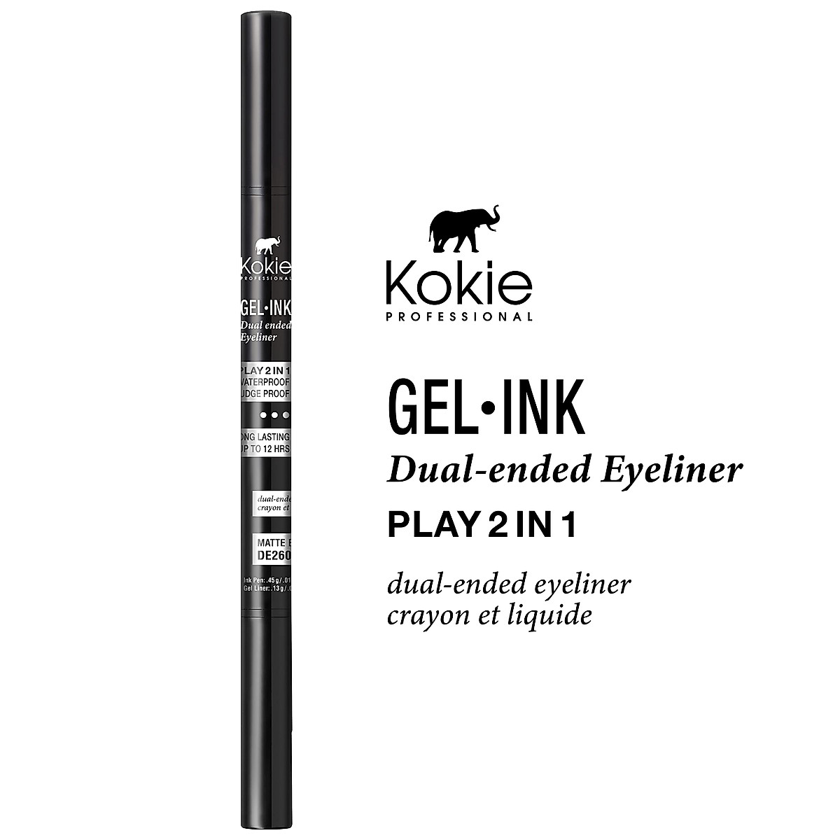 Kokie Gel Ink Dual Ended Eyeliner (Matte Black)