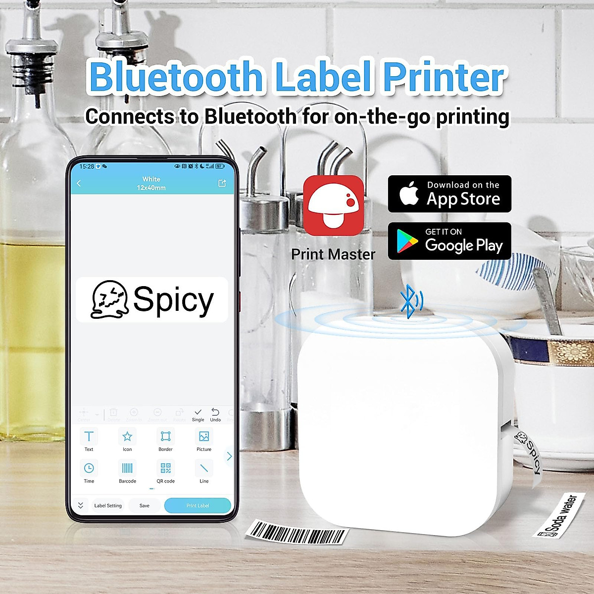 Odaro Q30 Wireless Bluetooth Mini Label Maker Portable Label Printer for iOS & Android, for Home, Office, Small Business (White)