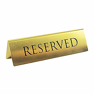 Golden Metal Table Top Reserved Sign for Restaurants, Wedding, Ceremony and Events, Double Sided Tent, 6x1.75 inches (Pack of 3)
