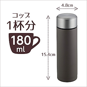 Wahei Freiz RH-1526 Mini Mug Fits In Your Pocket, Small Capacity Mug, 6.1 fl oz (180 ml), Brown, Screw Stopper, Carry 1 Cup, Petite Bottle
