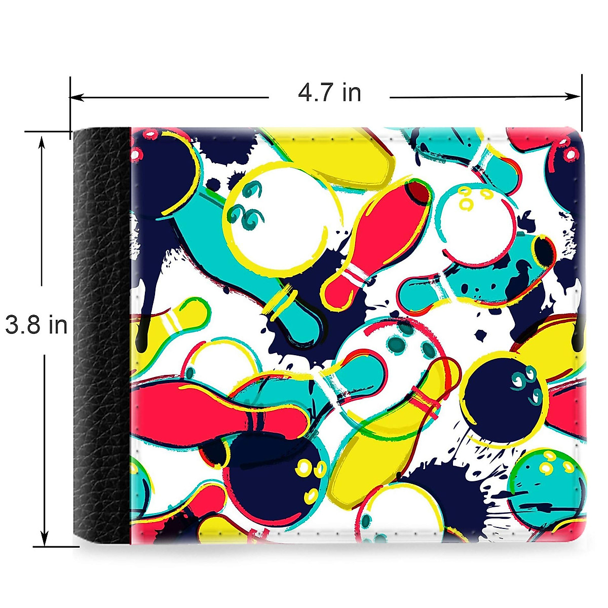 Ztion Unique Desige Pattern - Bowling ball and pins on grunge splash background, Slim Front Pocket Wallet Billfold RFID Blocking