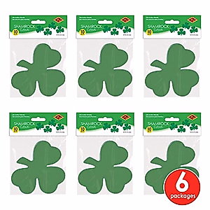 Beistle Printed Shamrock Cutouts 60 Piece, 5", Green