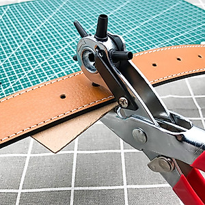 Leather Hole Punch Tool,Belt Hole Puncher,Leather Punch Plier,Revolving Punch Plier Kit Punching,Leather Stamping Tools Used in Various Leather Materials.eg:Belt,Leather,Purse Strap,Watch Strap ect.