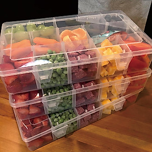 LZLMQSSA Large 24 Grids Plastic Organizer Box Adjustable Dividers,Clear Storage Box for Jewelry, Art DIY Crafts, Fishing Tackles, Beads and Small Parts(2 Pack)