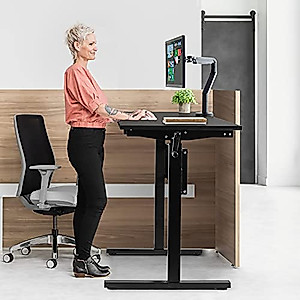 Tangkula Crank Adjustable Height Standing Desk, Manual Sit Stand Desk, Hand Crank Stand Up Desk Workstation for Home Office (Black)