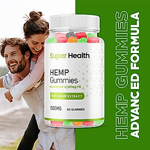 Super Health Hemp Gummies - Official Formula - Super Health Gummies Extra Strength with 25mg Per Gummy and 1500mg per Bottle, Assorted Flavors Gummies Maximum Strength New Formula 2023 (60 Gummies)