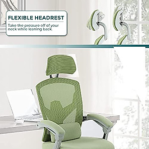 Ergonomic Office Chair, Reclining High Back Mesh Chair, Computer Desk Chair, Swivel Rolling Home Task Chair with Lumbar Support Pillow, Adjustable Headrest, Retractable Footrest and Padded Armrests