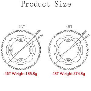 PROWHEEL Universal Bike Round Chainring,104mm BCD 42T/44T/46T/48T Steel Single Bike Chainring for 6 to 12 Speed MTB,E-Bike,Folding Bike,Road Bike,City Bike,BMX,Fat Bike,Cargo