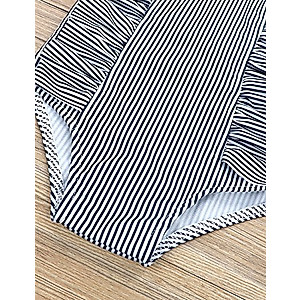 Baby Girl Swimsuit Ruffles One Piece Swimsuit Striped Beach Baby Girl Bathing Suit Bikini Infant Girl Swimwear Headband 2 Pcs Set 0-3T Black