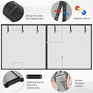 Garage Door Screen, 16x7 Ft Magnetic Closure Heavy Duty Weighted Bottom Garage Screen Doors for 2 Car Garage, Fiberglass Mesh Anti Annoying Animal Out