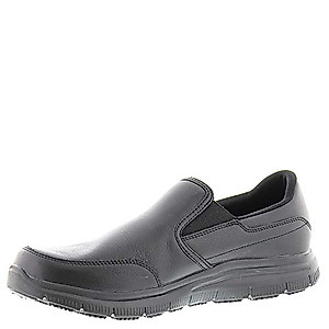 Skechers Men's Bronwood Food Service Shoe, Black Leather, 9