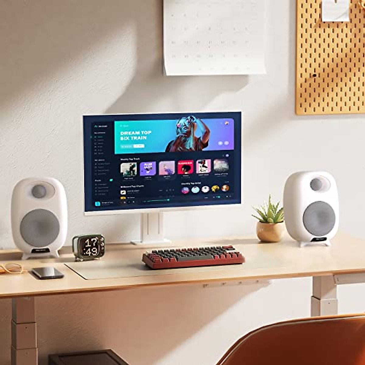 BESTISAN SR06 Bluetooth Bookshelf Speakers with 3 inch Woofer, Powered Studio Speakers for Record Player, Turntable, Desktops with Optical/RCA inputs, White, 60W