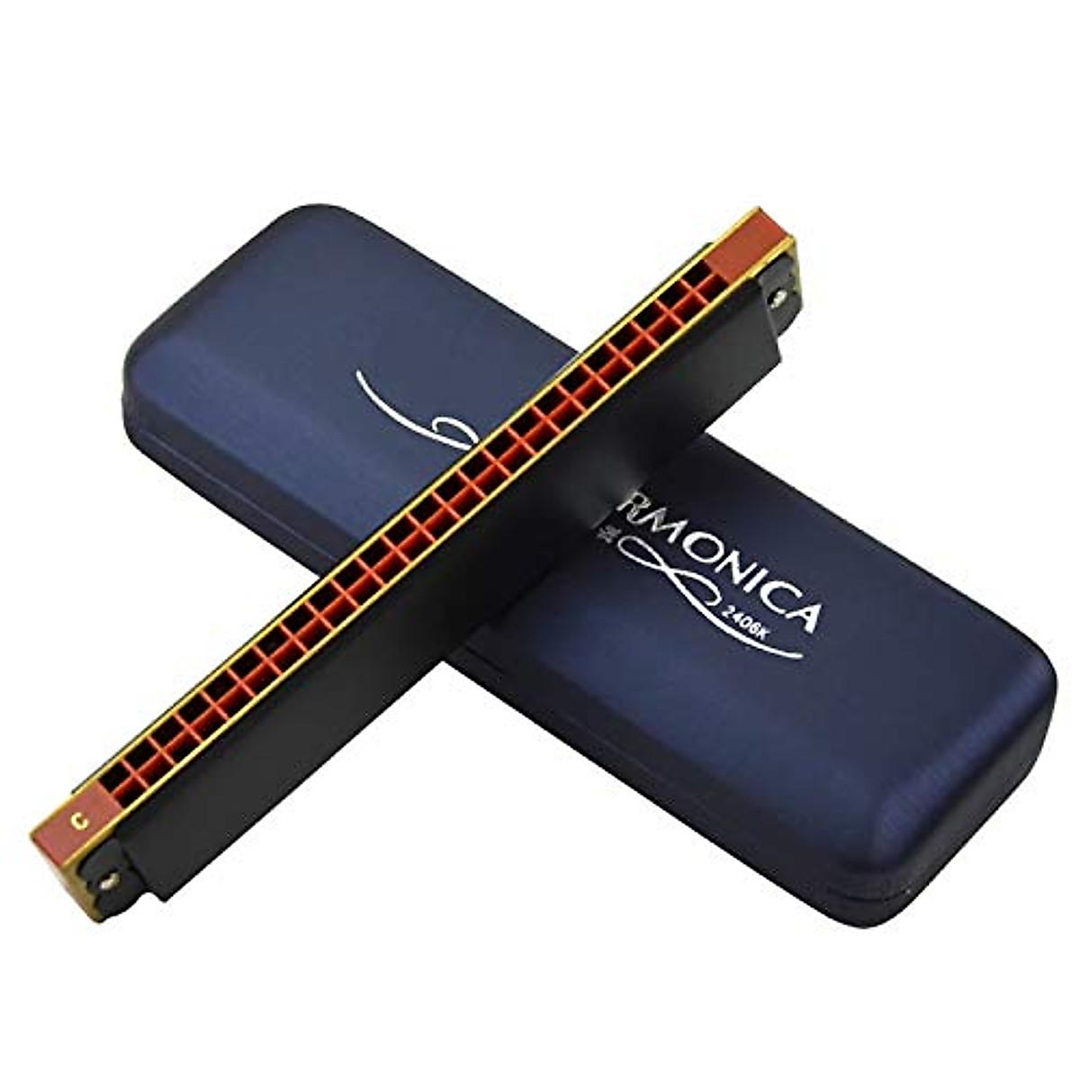 WAAZVXS Tremolo Harmonica 24 Holes Mouth Organ ABS Comb Brass Reeds Harp Musical Instruments Key C Professional (Color : Key of C)