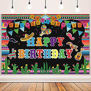 AIBIIN Mexican Birthday Backdrop Mexican Fiesta Party Background Mexico Cinco De Mayo Carnival Party Decorations Supplies Studio Photo Props 7x5ft