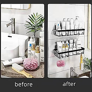 Shower Caddy Shower Organizer,4 Pack Black Corner Shower Shelves for Inside Shower,No Drilling Self Adhesive Bathroom Storage Organizer with Soap Holder,Rustproof Shower Rack for Kitchen and Bathroom