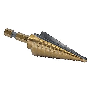 Drill America #4 HSS Black & Gold Step Drill Bit with Quick Change Hex Shank (3/16" - 7/8" by 1/16")