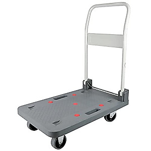 Generic Hand Trucks Portable Platform Truck Plastic Panel Push Cart with Metal Foldable Handle Flatbed Hand Trolley for Warehouse Factory Moving Push Cart (Size : Small)
