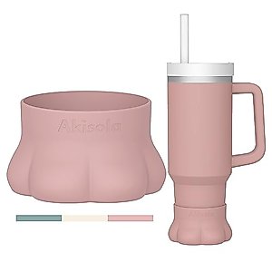 ORIHILL x Akisola Cat Paw Boot Sleeve, Silicone Bottom Cover Bumper for Water Bottle,Suitable for 40Oz Hydro Flask,Simple Modern and Stanley Tumbler,Stanley Silicone Boot (Pink Dusk)