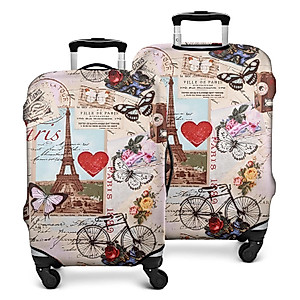 Xidingyue France Paris Tower Luggage Protective Cover Eiffef Tower Pattern Elastic Suitcase Cover Fit 22-24 Inch Luggage