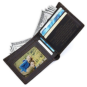 Personalized Engraved Wallet for Husband Boyfriend from Girlfriend Wife - Love Message Slim Bifold Purse - Minimalist RFID Blocking Leather Wallet for Birthday Anniversary Christmas Valentines Day