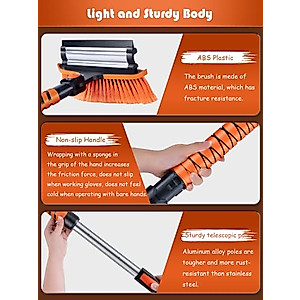 WARSUN 41.5" Snow Brush Ice Scraper for Car Windshield 3 in 1 with Squeegee Extendable Aluminum Handle Adjustable Length 34-41.5" 270° Pivoting Snow Scraper for Car Truck SUV