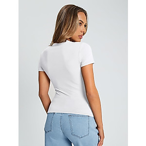 Trendy Queen Womens Basic Short Sleeve Slim Fit T Shirts Soft Crewneck Crop Y2k Tee Summer Cute Gym Fashion Clothes White Medium