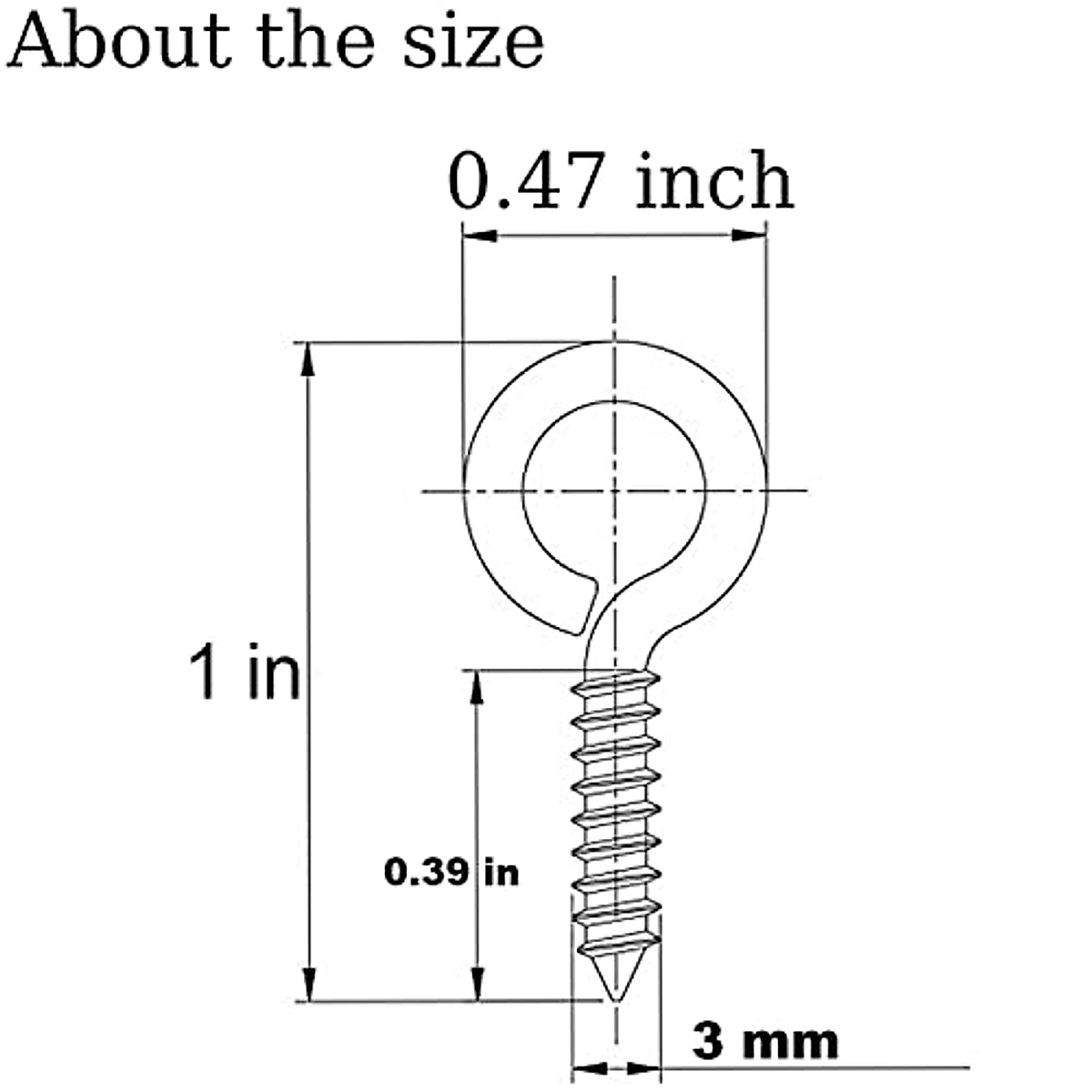 Axe Sickle 1 Inch Screw Eyes Metal Eye Hooks Small Eyelet Screws, Gold 50 Pcs