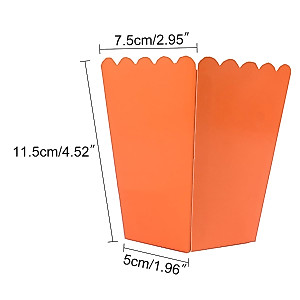 Gumney 12 Pcs Disposable Popcorn Boxes, Kraft Paper Popcorn Box Classic Open-top Popcorn Container for Movie Theater Carnival Birthday Party Supplies,Orange-XS