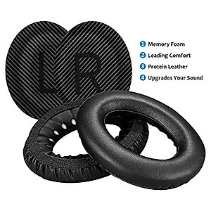 Replacement Ear Pads for Bose QC35, Ear Cushion Kits with Memory Form Compatible with QuietComfort 35 Headphones(1Pair Black)