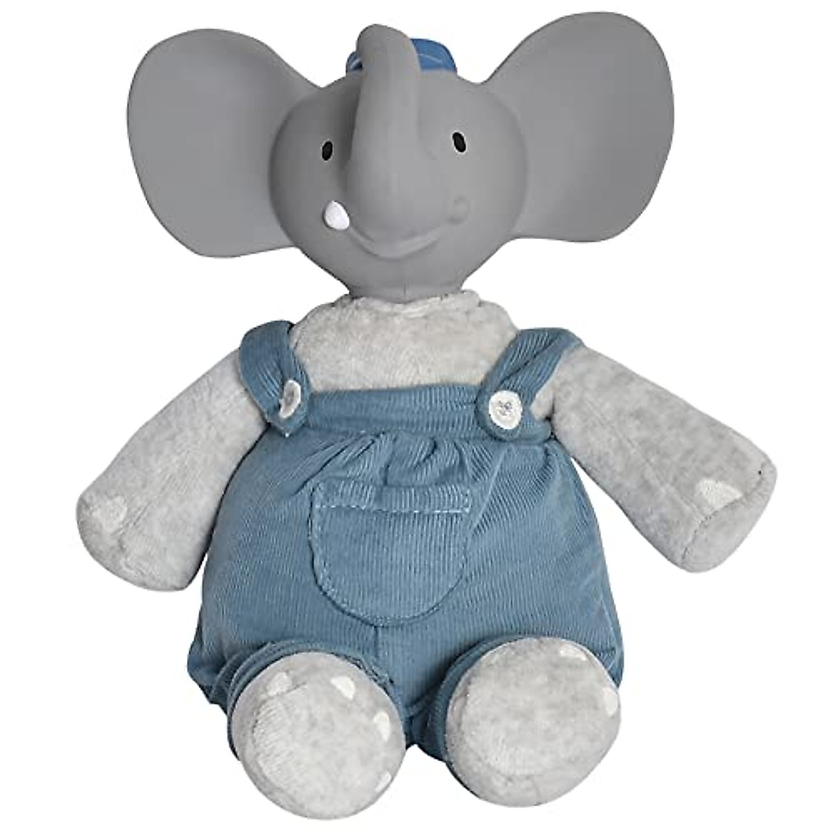 Tikiri Toys Alvin The Elephant Plush Toy with Organic Natural Rubber Head, Ages 6 Months & Up