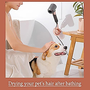 HZWZ Hair Dryer Holder Wall Mounted,Self Adhesive Blow Dryer Holder with Wire Organizer,Hair Dryer Lazy Bracket,Hair Dryer Holder Compatible with Most Hair Dryers