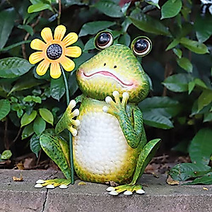 chisheen Garden Frog Statue Outdoor Decor Metal Frog Yard Art Sculpture