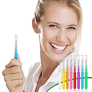 80 Pieces Multicolored Braces Brush for Cleaner Interdental Brush Toothpick Dental Tooth Flossing Head Oral Dental Hygiene Flosser Tooth Cleaning Tool Kit, 8 Colors
