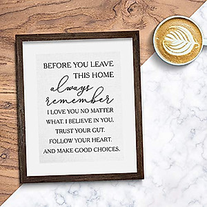‘before you leave this home, always remember’ Grey Typographic Wall Art | 11x14 UNFRAMED Black and Grey Love Quote Print | Modern, Minimal Farmhouse Home Decor