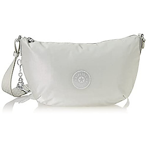 Kipling womens WomenÂ’s Anila Shoulder Bag, Elegant Nylon Purse, Adjustable Strap Crossbody Handbag, Dynamic Silver, 12.75 L x 8.75 H 1.25 D US