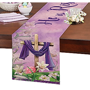 Grehge Ster Egg Lily Floral Farmhouse Table Runners for Kit Garden Sculpture Outdoor Decoration